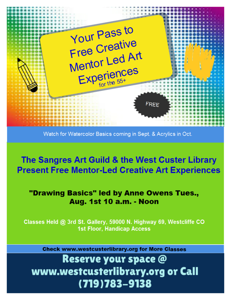 55+ Creative Art Experiences “Drawing Basics” | West Custer County ...