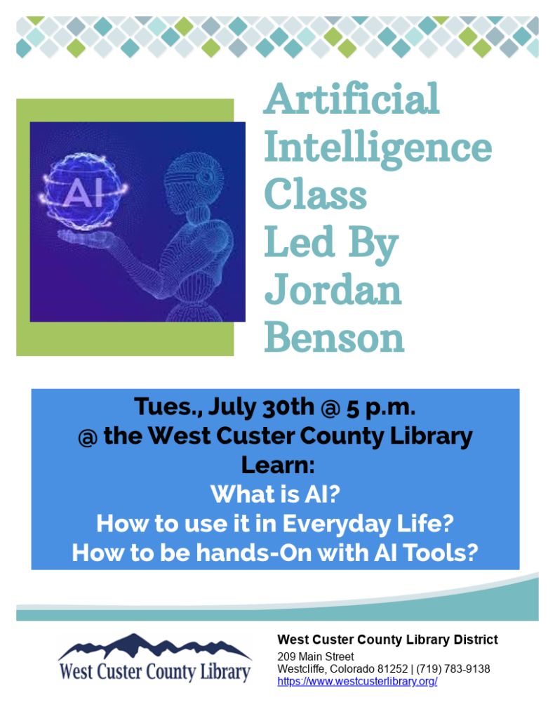 Library to Host an Artificial Intelligence Class | West Custer County ...