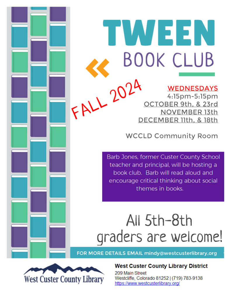 TWEEN BOOK CLUB | West Custer County Library District