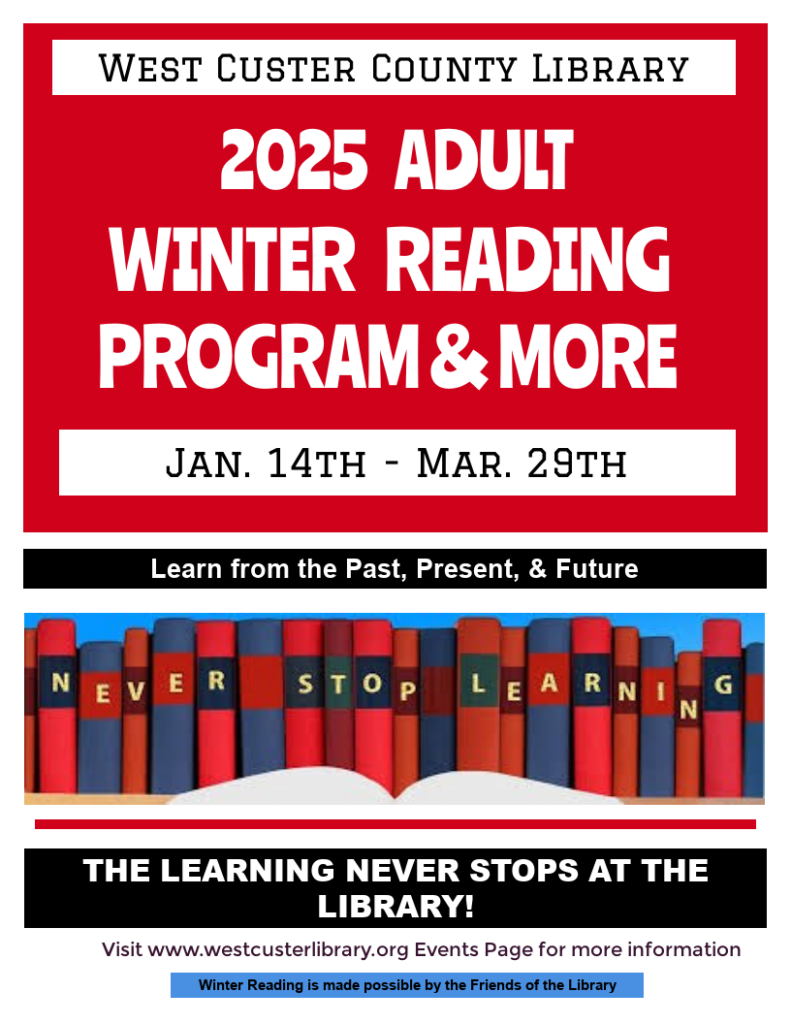 2025 Winter Adult Reading Program | West Custer County Library District