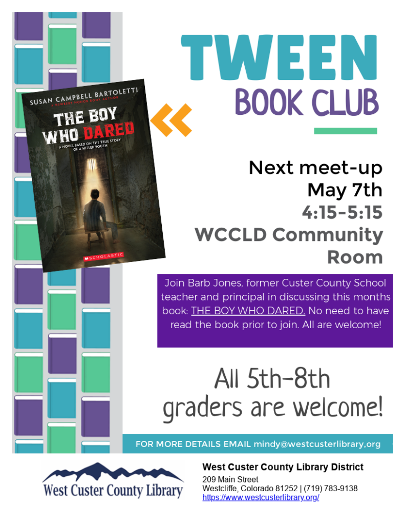 Tween Book Club | West Custer County Library District