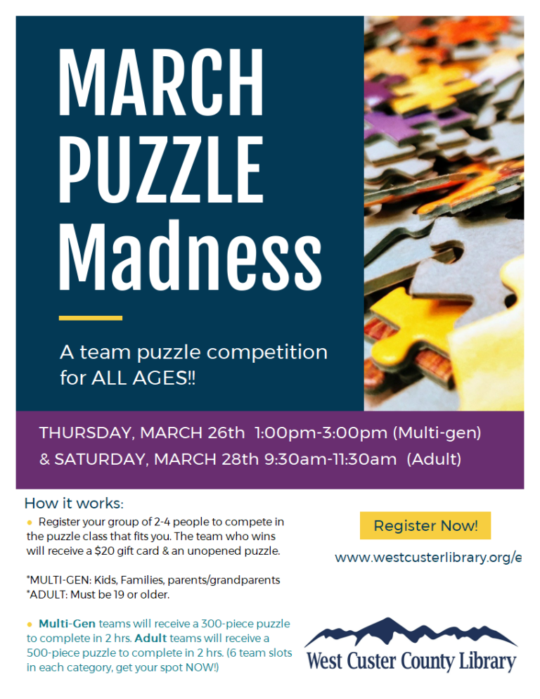 MARCH PUZZLE MADNESS (MULTI-GEN) | West Custer County Library District